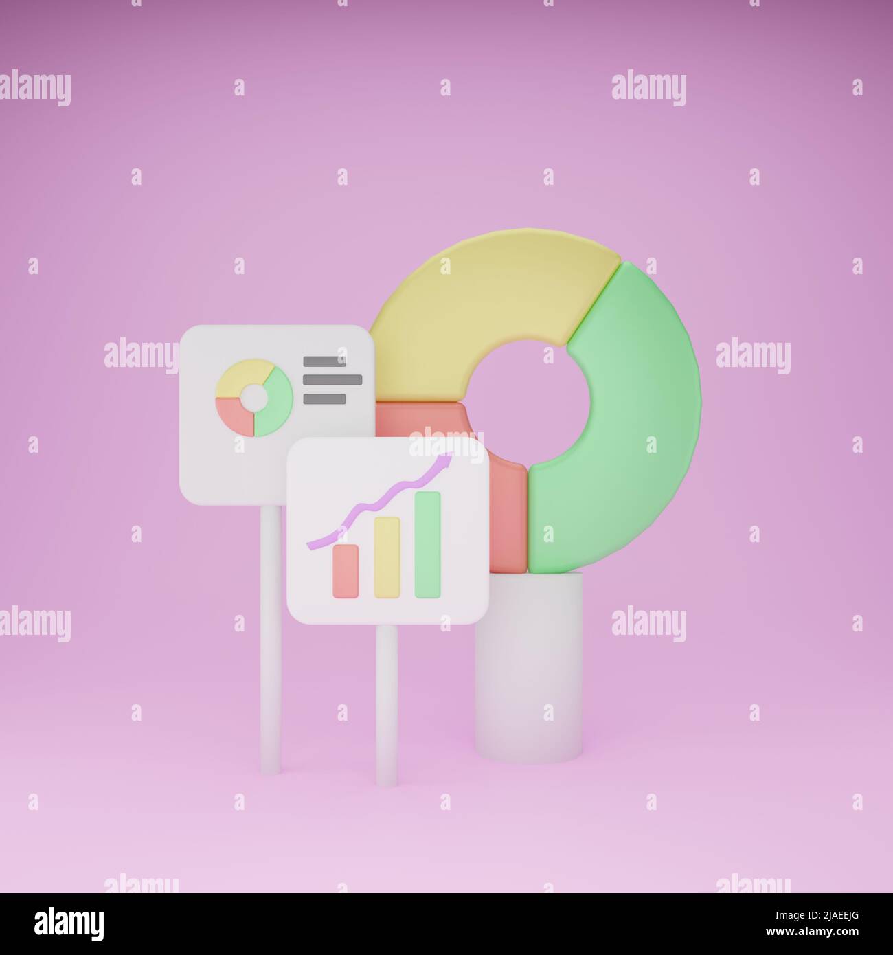 3D Financial report chart. Data analysis for business concept. 3d ...