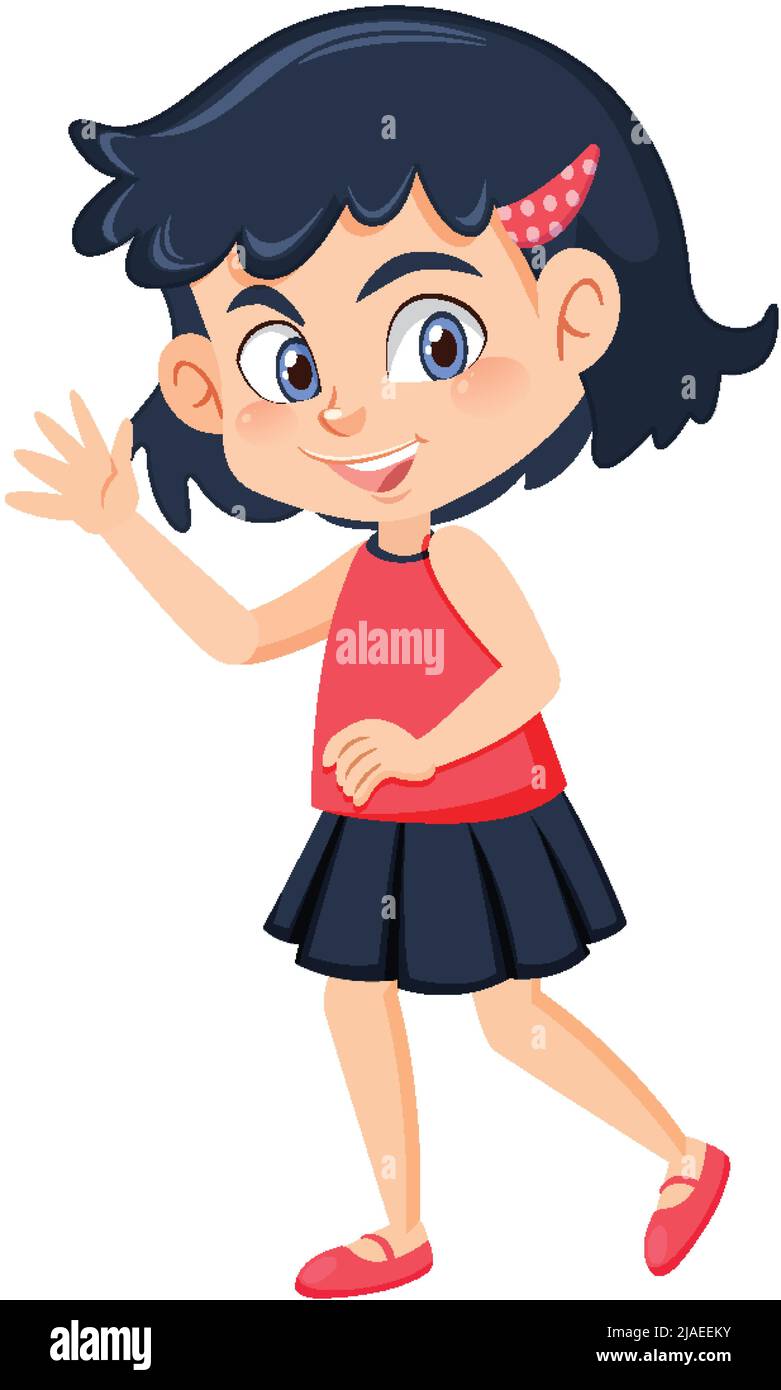 Cute girl with short hair cartoon character illustration Stock Vector ...