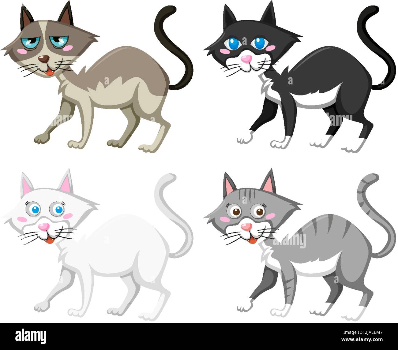 Four different cartoon cats illustration Stock Vector Image & Art - Alamy