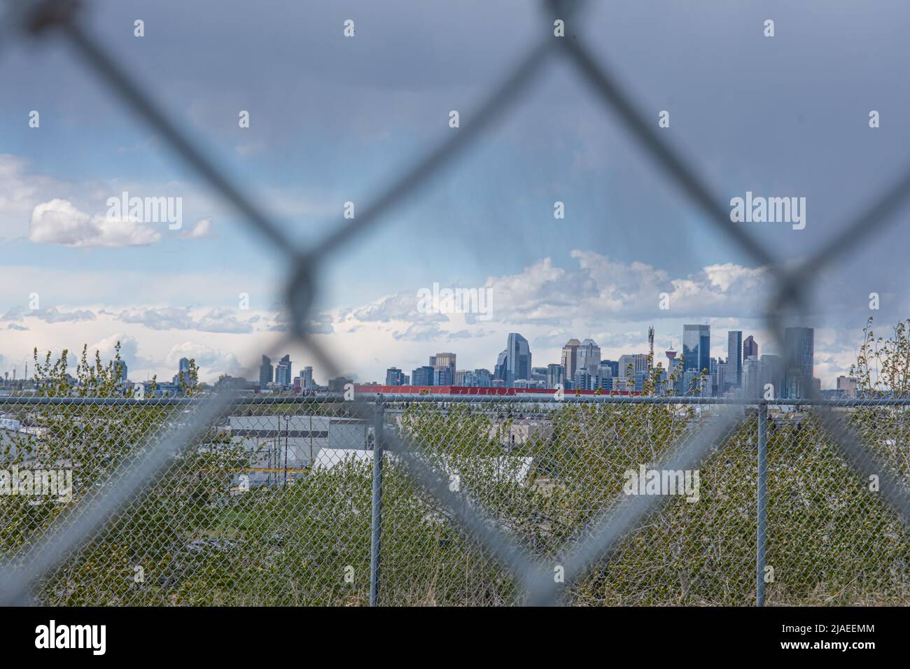 Calgary downtown financial district skyline under cloudy skies Stock ...