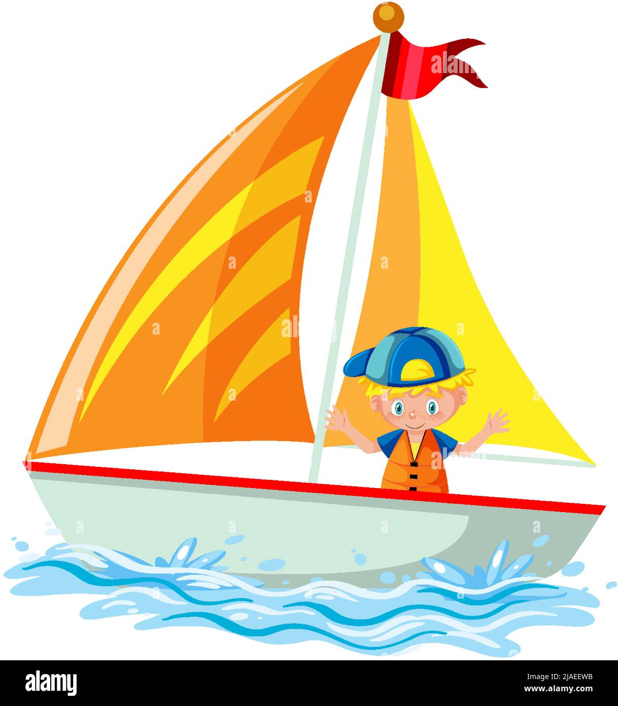 A little boy on sailboat isolated illustration Stock Vector Image & Art ...