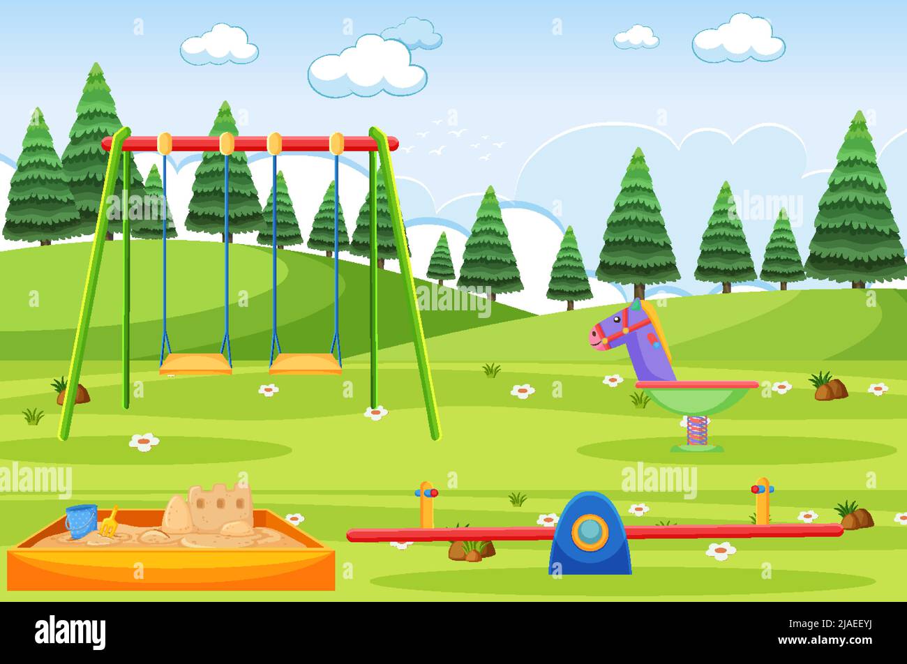 An outdoor playground scene illustration Stock Vector Image & Art - Alamy
