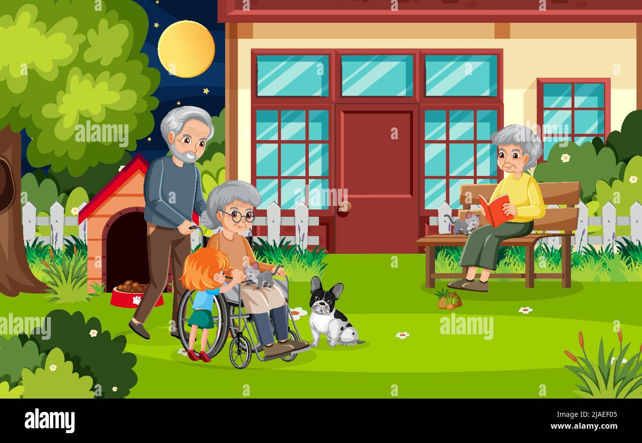 Child nursing home elderly Stock Vector Images - Alamy