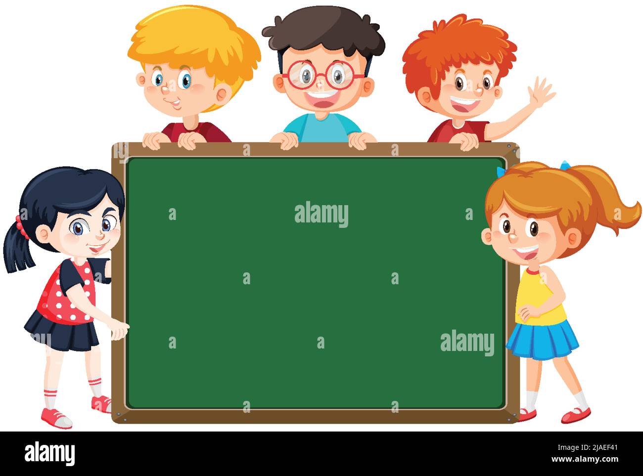 Cute children with empty chalkboard isolated illustration Stock Vector ...