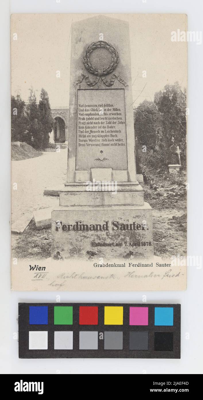 17., Hernalser cemetery - grave monument Ferdinand Sauter, postcard ...
