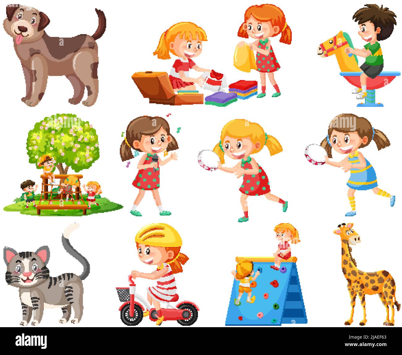 Set of different cute kids and objects illustration Stock Vector Image ...
