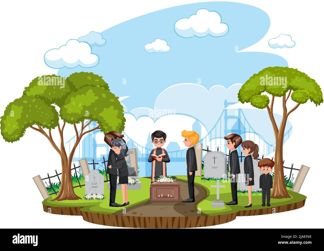 People at funeral ceremony illustration Stock Vector Image & Art - Alamy