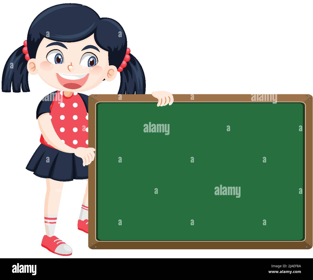 Cute girl with empty chalkboard isolated illustration Stock Vector ...