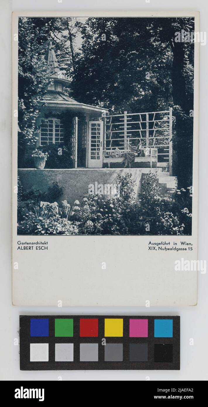 Garden architecture - 19th, Nußwaldgasse 15, garden design, postcard ...