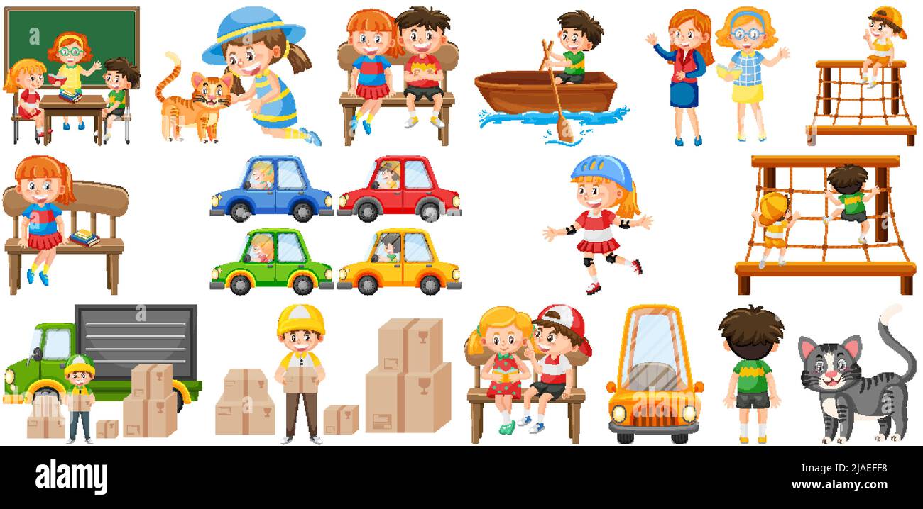 Set of cute kids and objects illustration Stock Vector Image & Art - Alamy