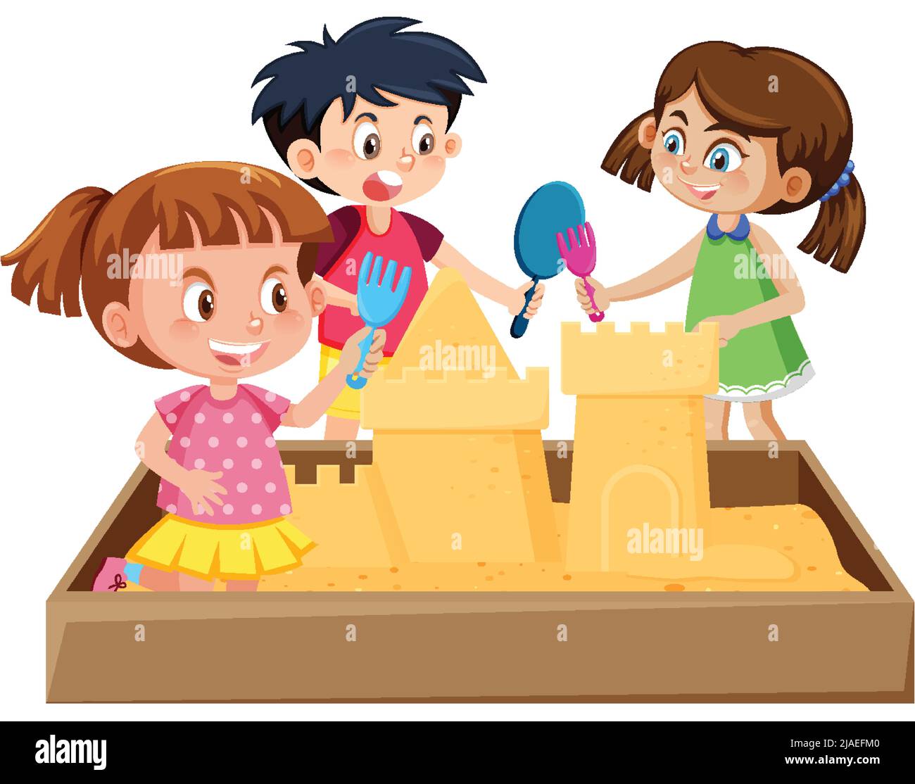 Children playing in the sand pit illustration Stock Vector Image & Art ...