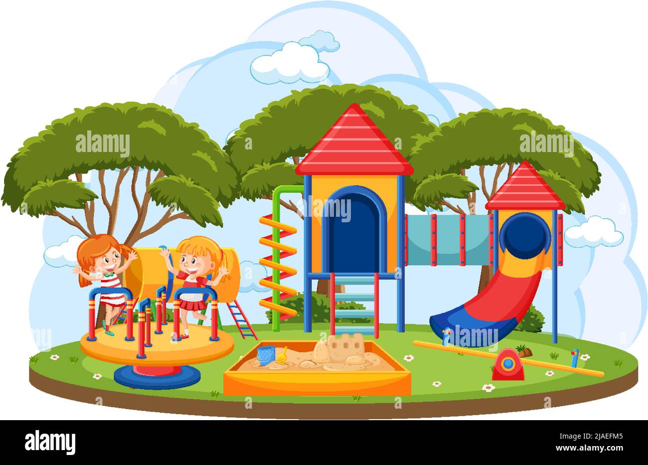 Children playing at playground illustration Stock Vector Image & Art ...