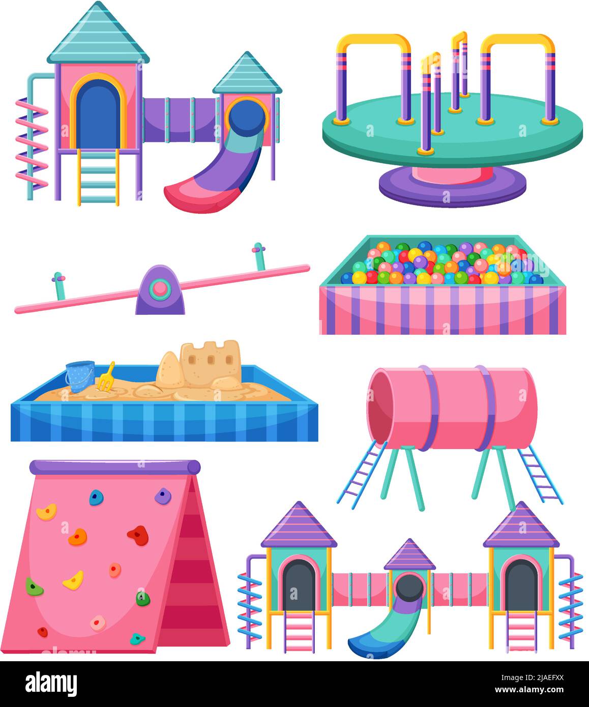 Set of children playground equipment on white background illustration ...