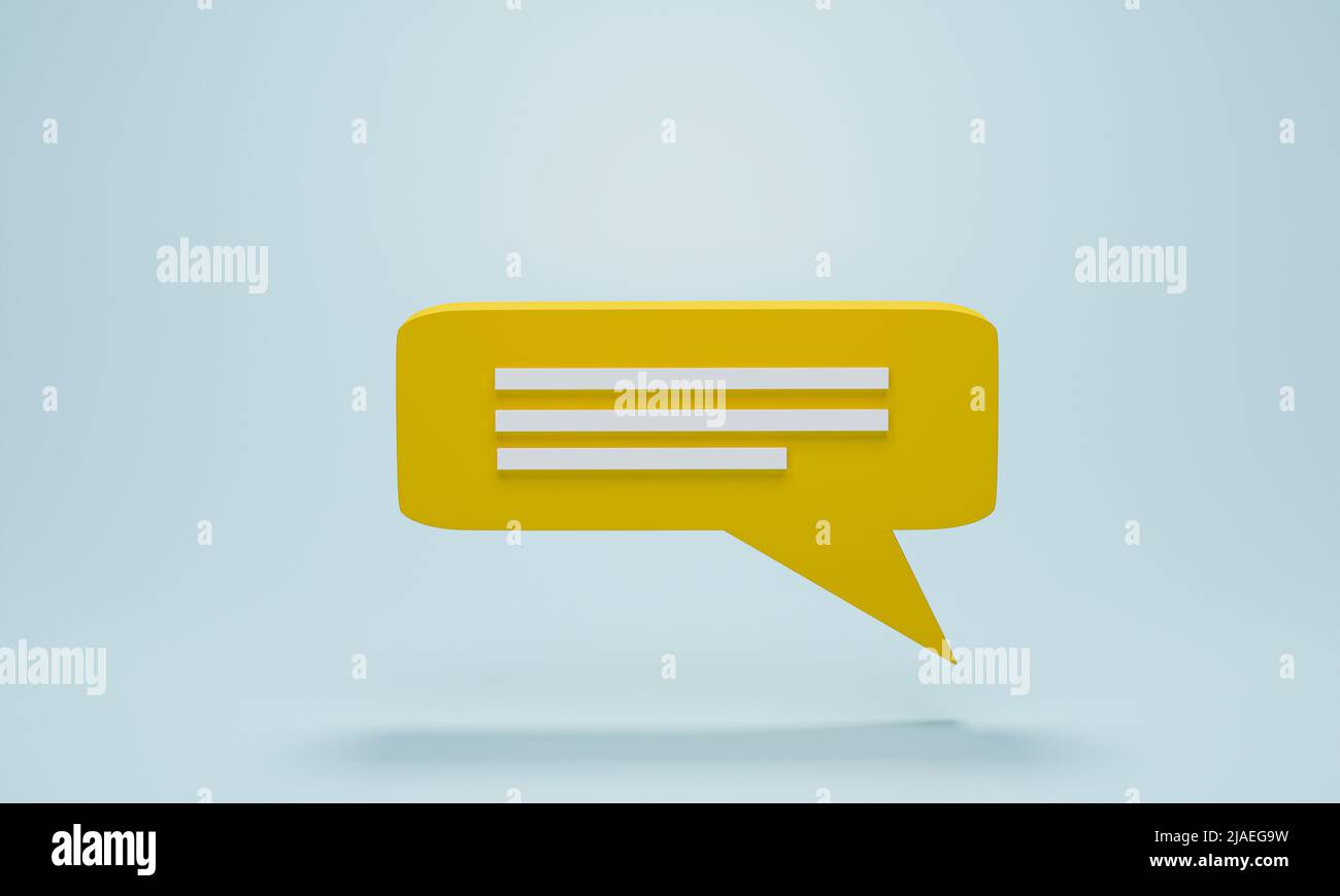 Yellow chat bubble icons or speech bubbles symbol on blue pastel ...
