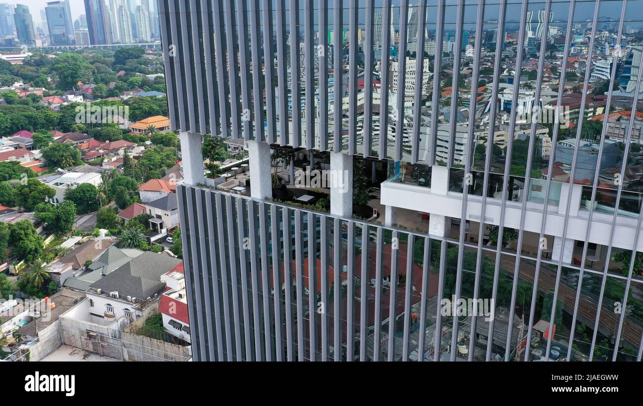 Facade detail of a modern high-rise apartment building. Abstract ...