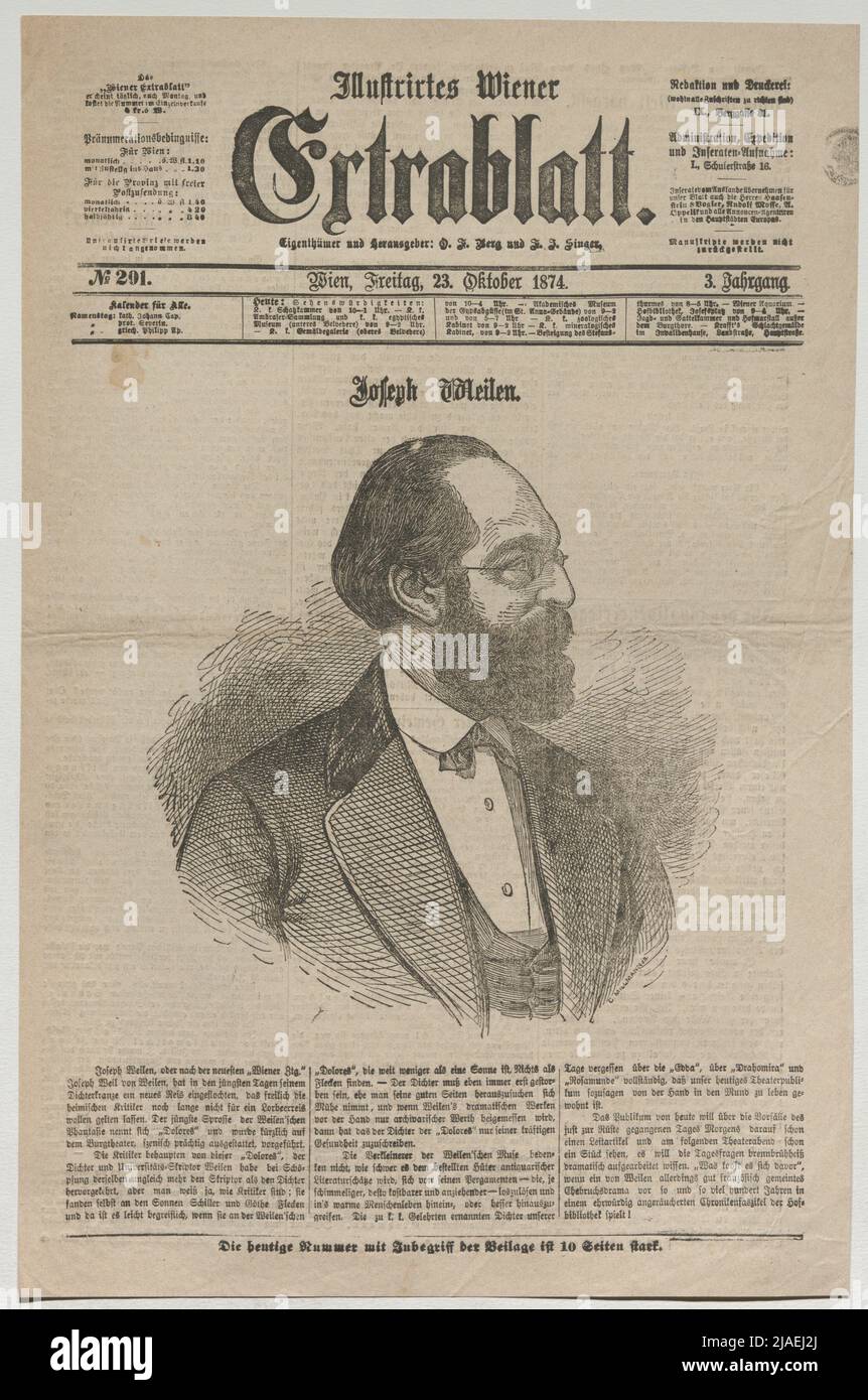 Joseph Weilen. ". Joseph Weil von Wäle, officer, poet, playwright ...