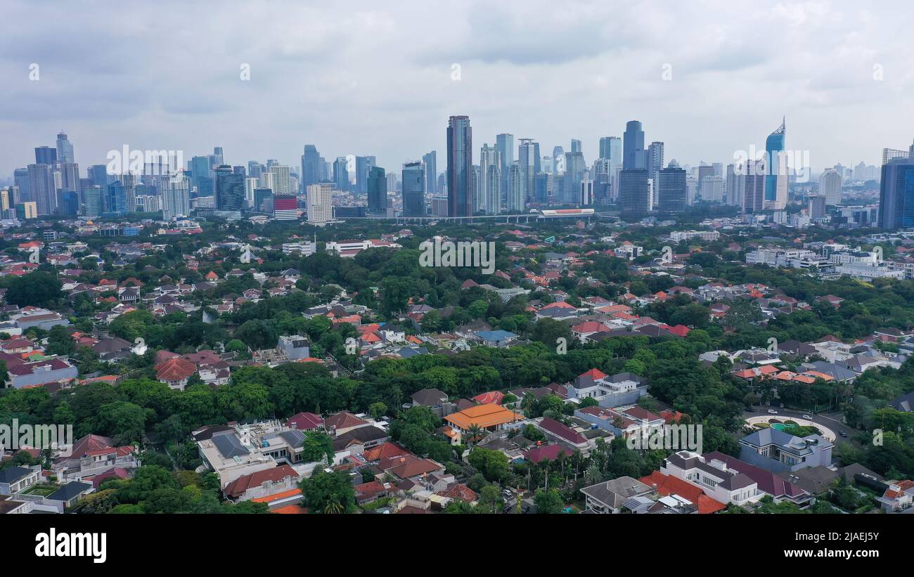 Aerial view of office buildings in the South Central Business district ...