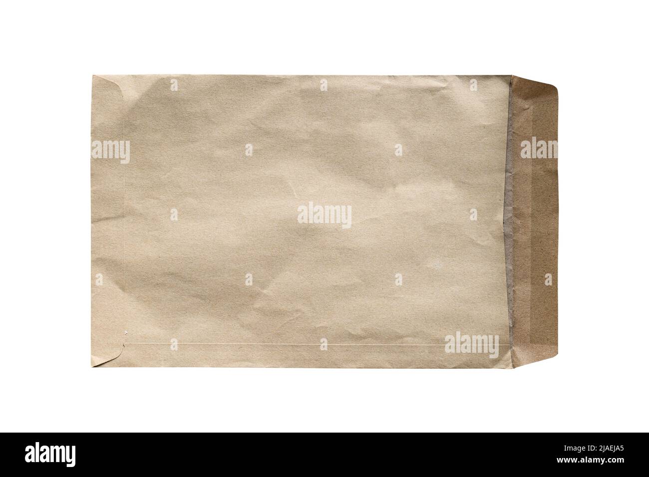 Open brown paper envelope isolated on white background. Object with ...