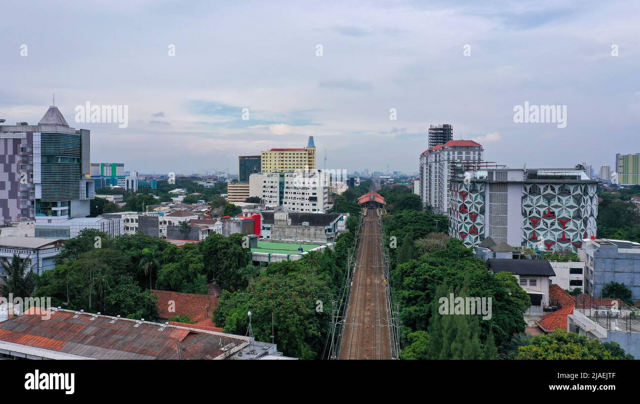 Aerial drone view of Light Rapid Transit LRT Jakarta Stock Photo - Alamy
