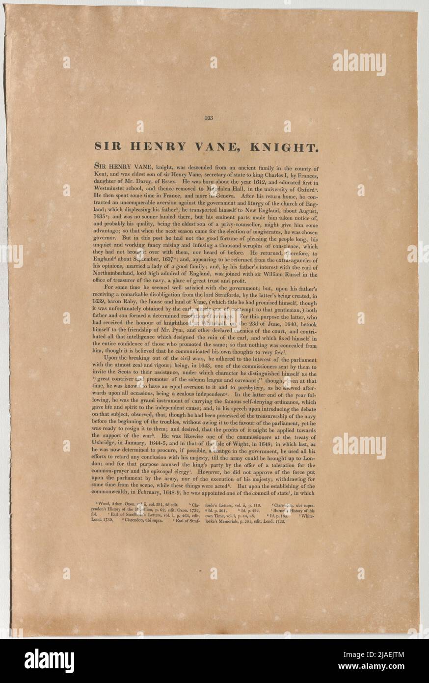 Vane sir henry hi-res stock photography and images - Alamy