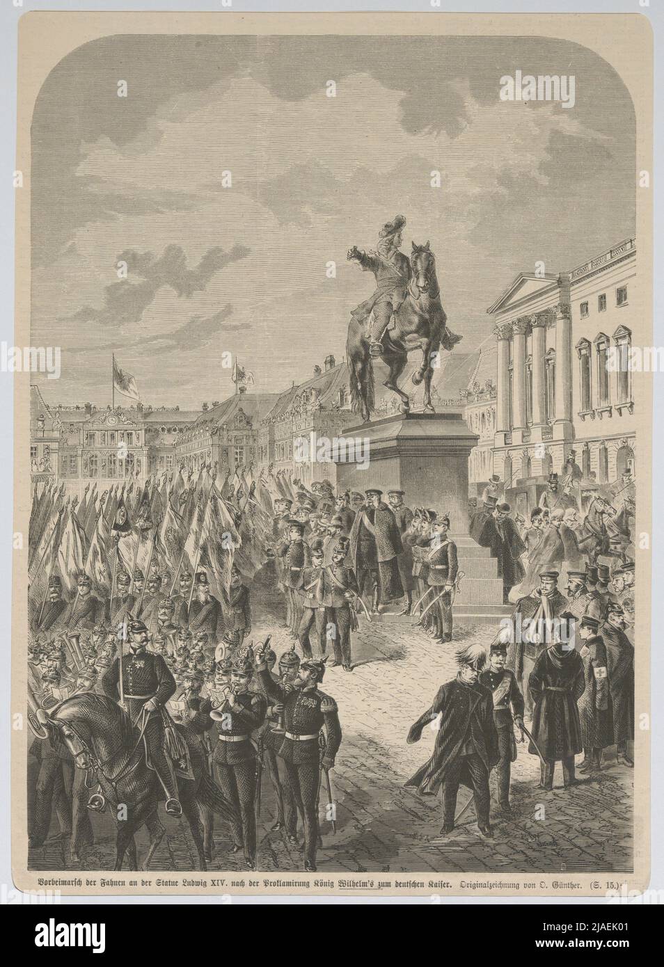 Vorbeimarsch of the flags at the statue of Louis XIV after the ...