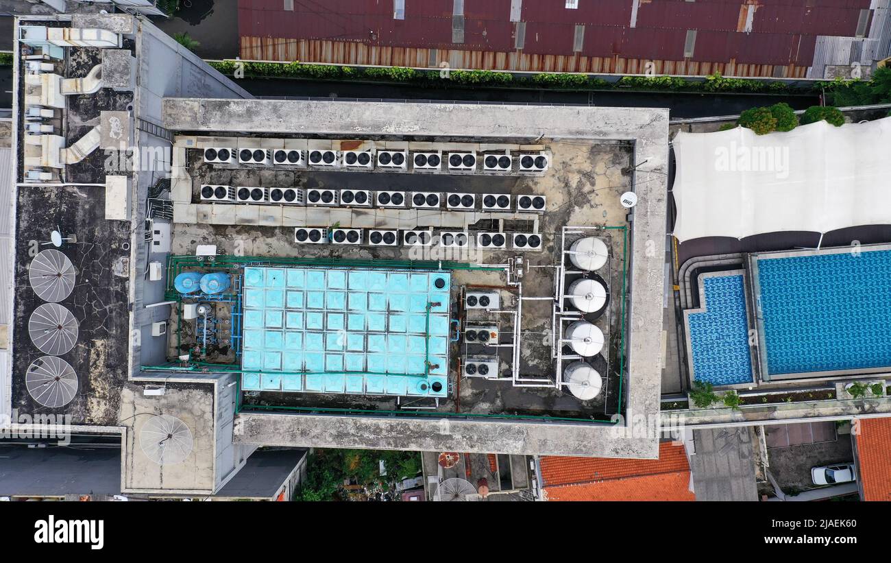 Aerial top view electric substation industry, View from above high ...