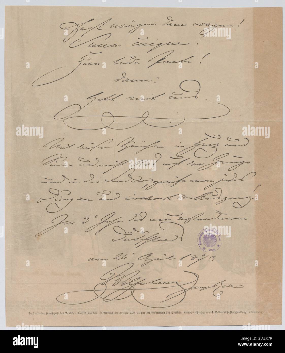 Facsimile of the manuscript of the German emperor from the "Memorial ...