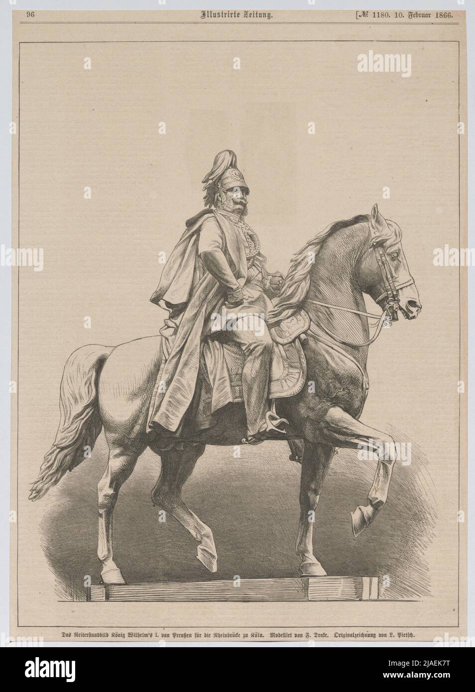 The equestrian statue of King Wilhelm's of Prussia for the Rhine Bridge ...