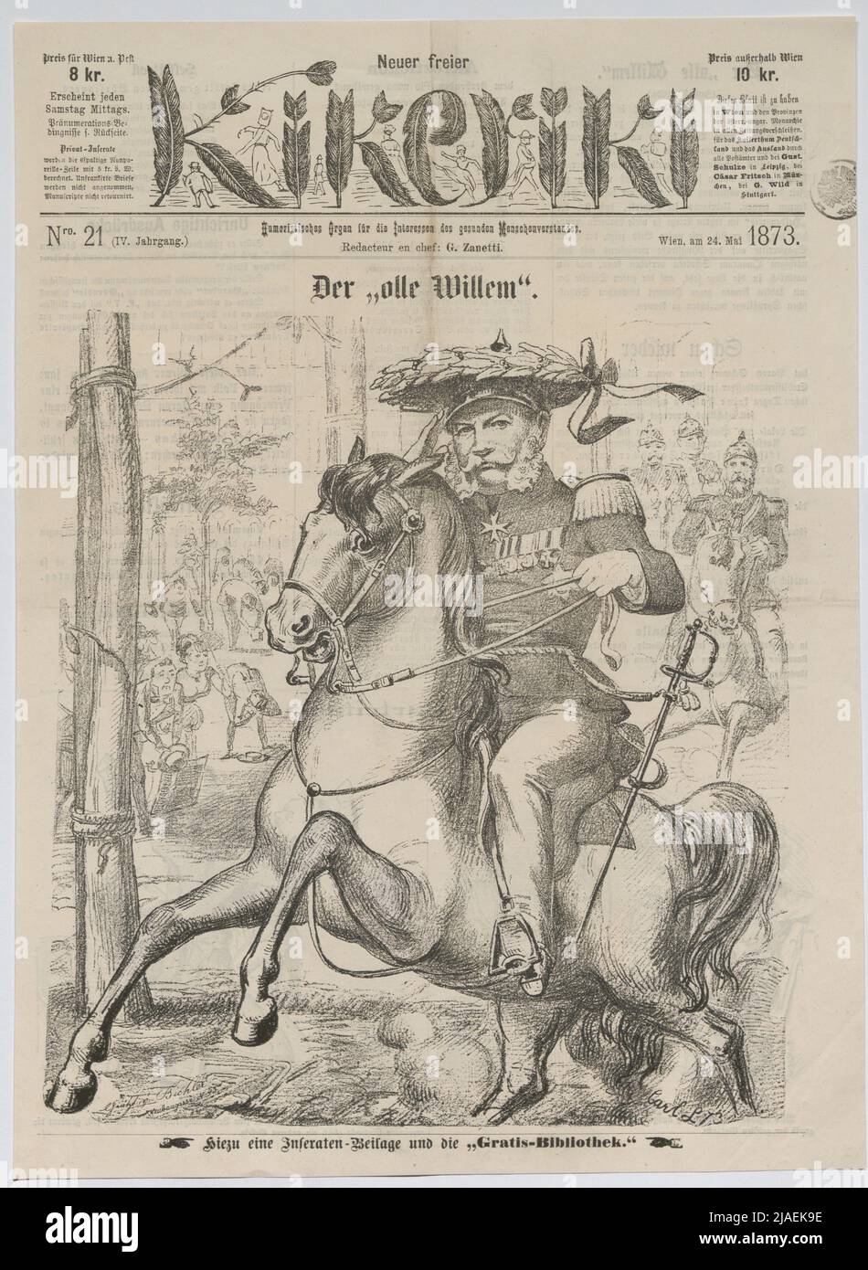The "Olle" Willem ".". The German Emperor Wilhelm I. during a walk with ...
