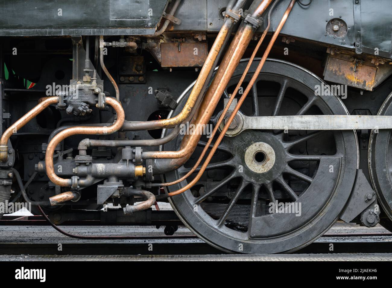 Historical Steam locomotive wheels detail Stock Photo - Alamy
