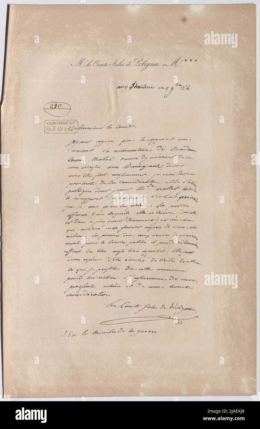 Mr. Le Comte Jules de Polignac a Mr. *** Mr. Le Comte Jules de Polignac a Mr. ***