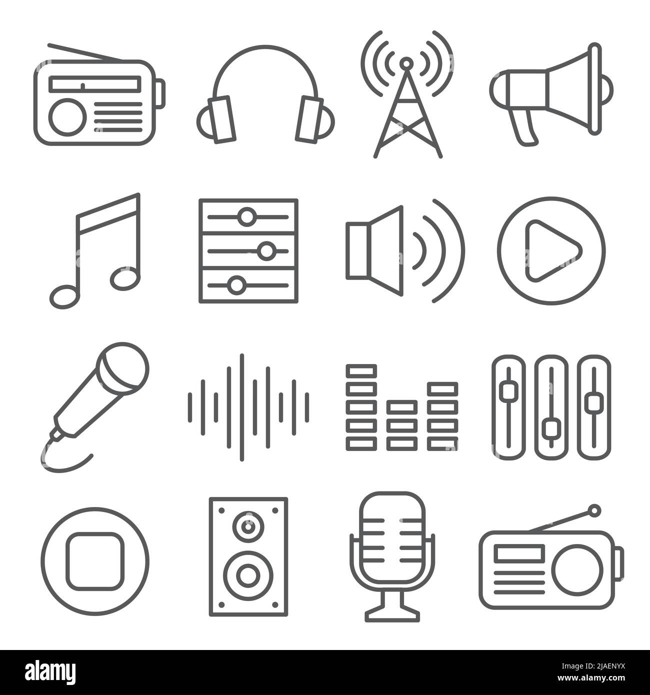 Radio line icon set on white background Stock Vector Image & Art - Alamy