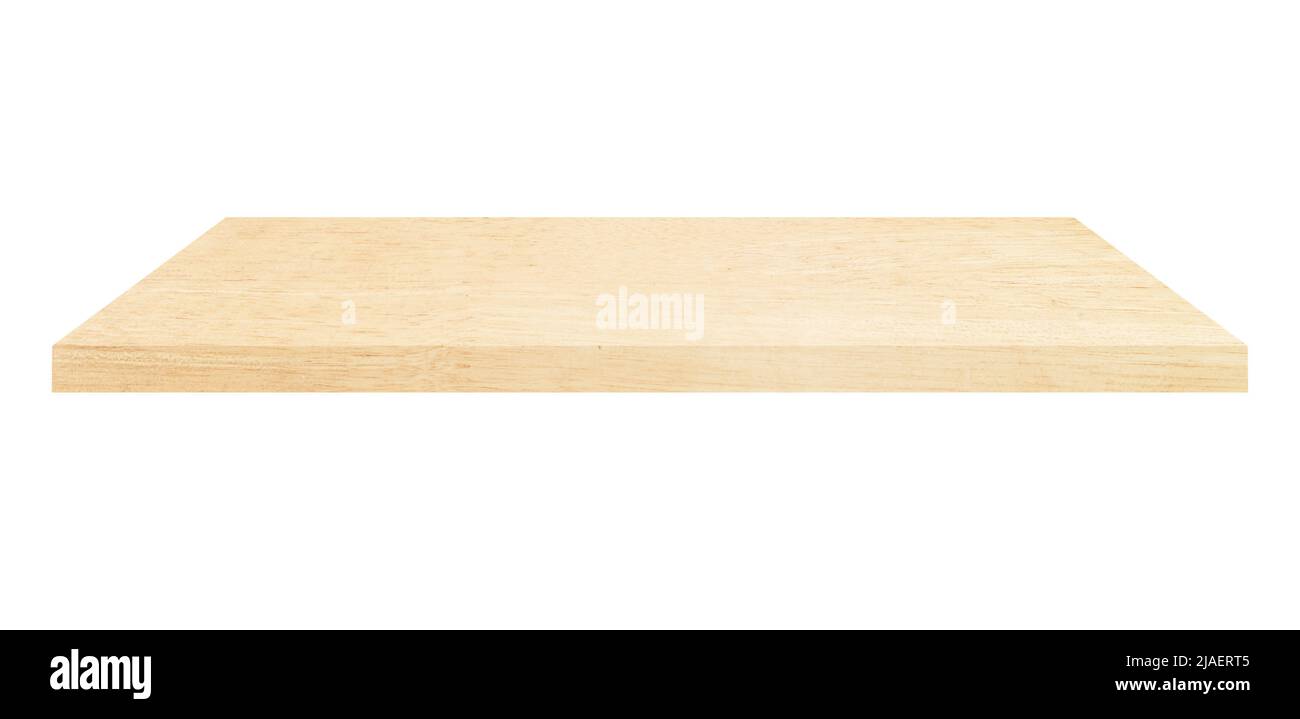 Wooden shelf on isolated white background Stock Photo - Alamy