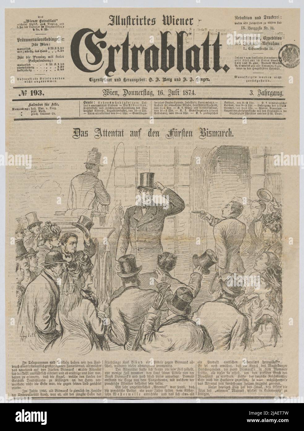 The attack on the Prince Bismarck (title page of "Illustrirted Wiener ...