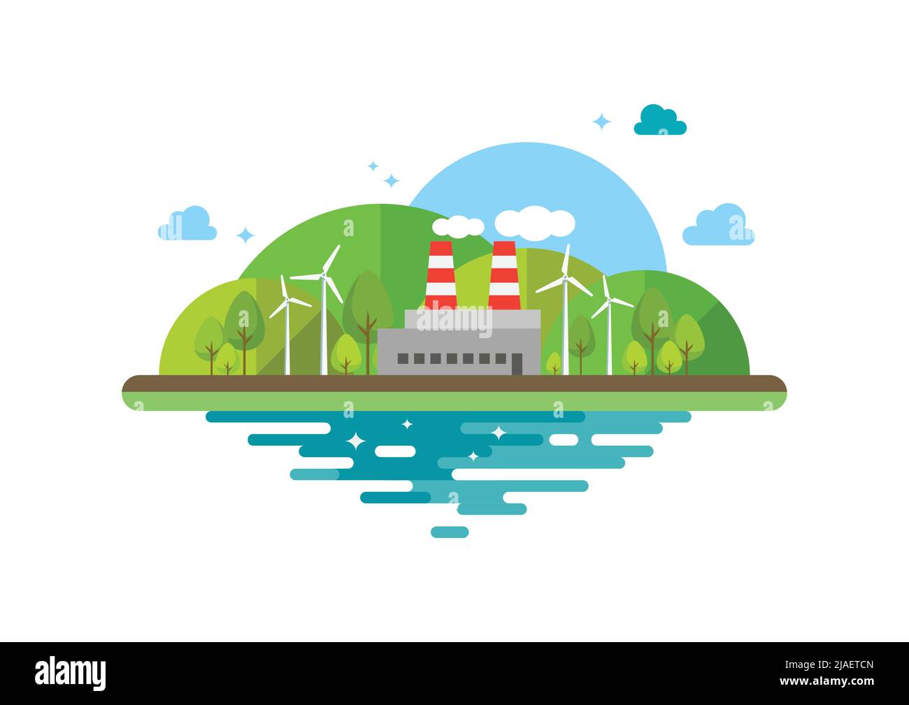 Clean industrial factory building. Flat style Vector illustration Stock ...