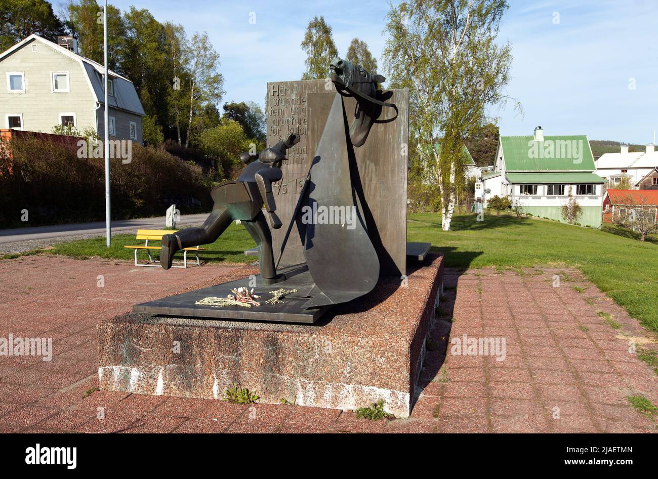 LUNDE, SWEDEN ON MAY 22, 2022. View of an artwork, memorial of a ...