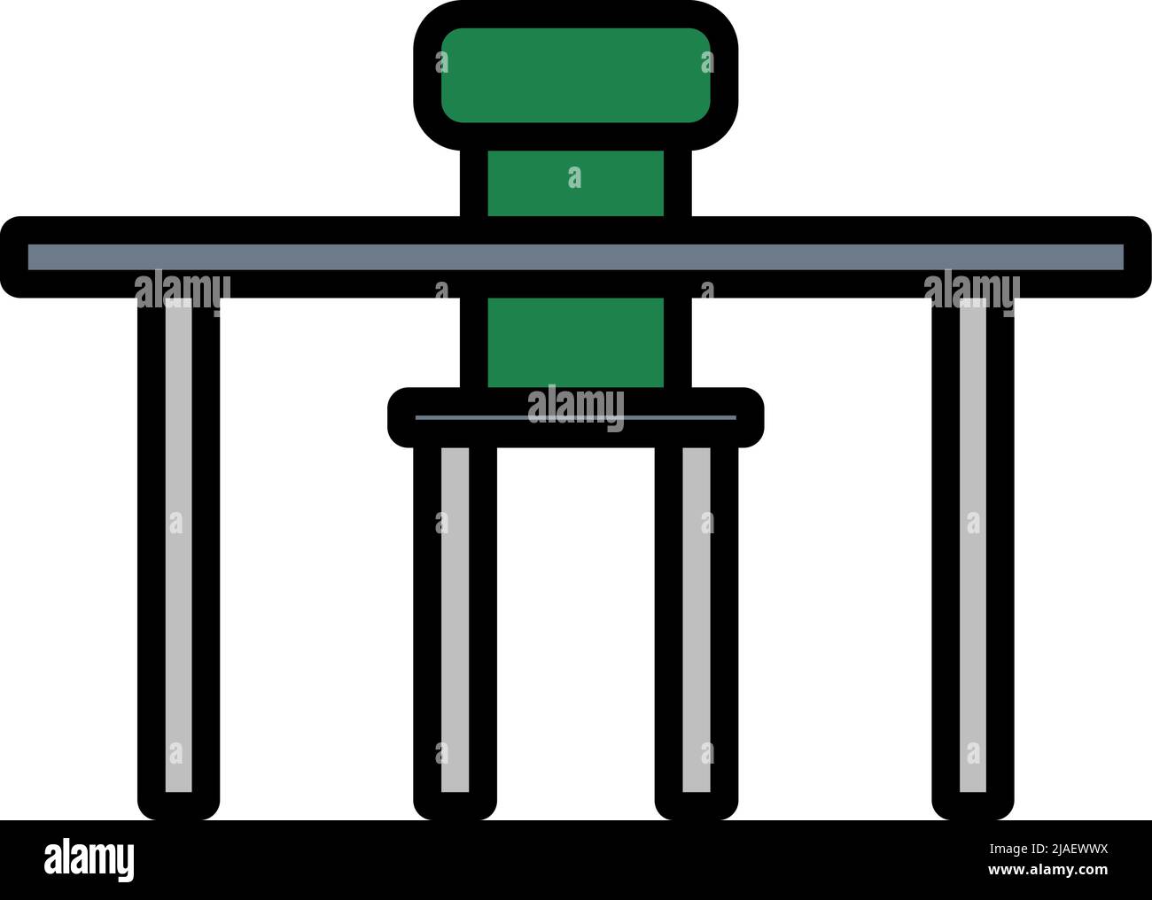 Icon Of Table And Chair. Editable Bold Outline With Color Fill Design ...