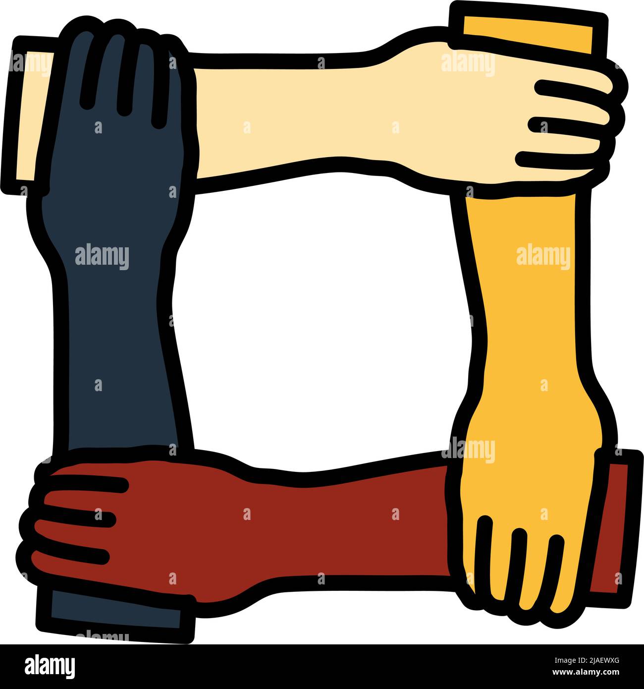 Icon Of Crossed Hands. Editable Bold Outline With Color Fill Design ...