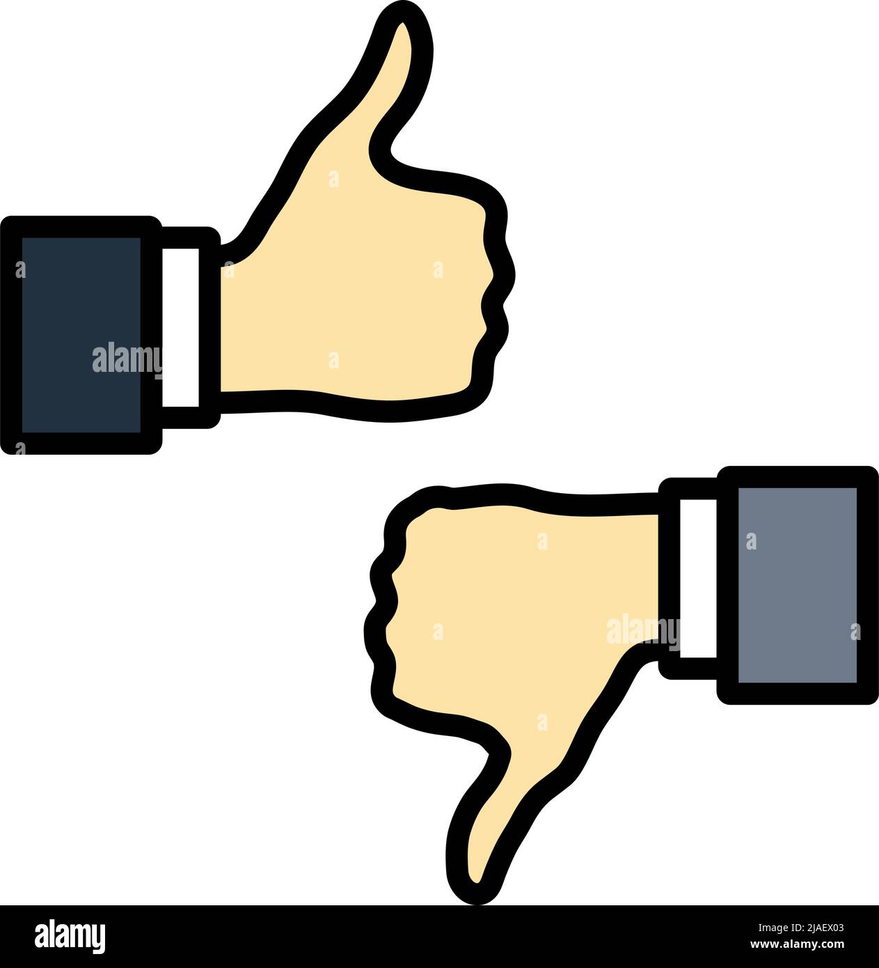Icon Of Like And Dislike. Editable Bold Outline With Color Fill Design ...