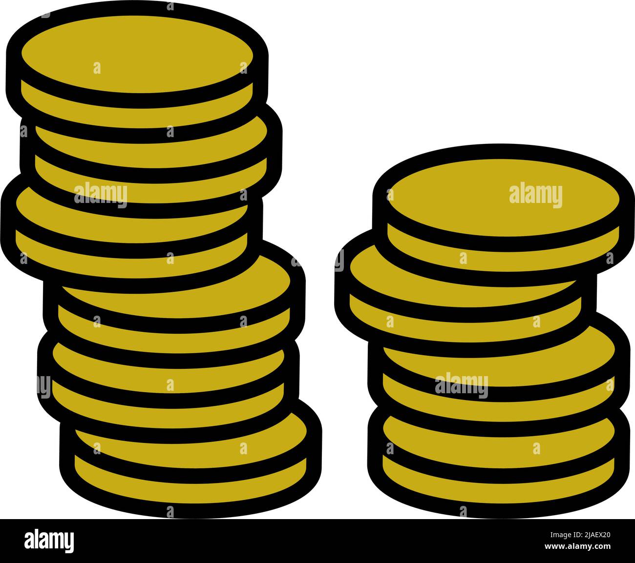 Icon Of Stack Of Coins. Editable Bold Outline With Color Fill Design ...