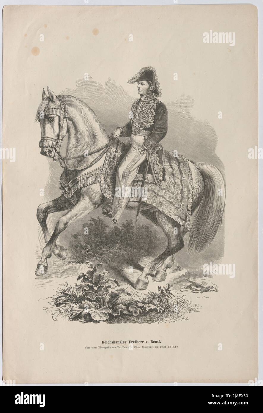 Reich Chancellor Freiherr v. Beust, on horseback. Franz Kollarz (Kolá ...
