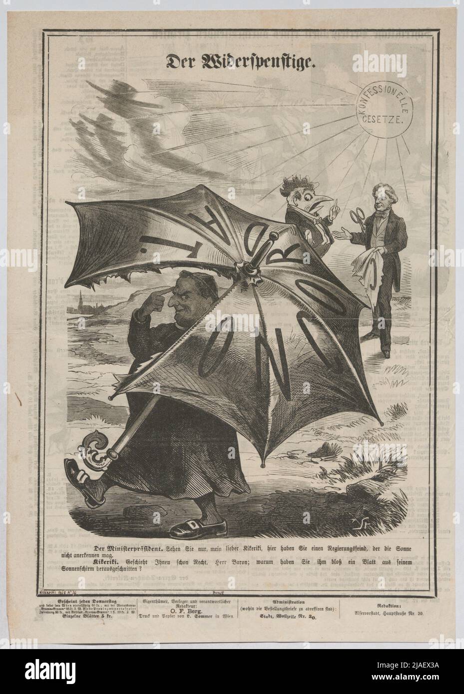 Count of Beust; The unruly, denominational law, concordat (caricature ...