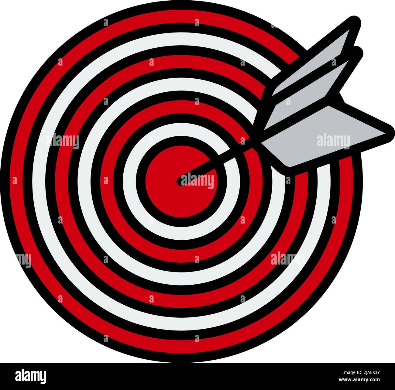 Icon Of Target With Dart. Editable Bold Outline With Color Fill Design ...
