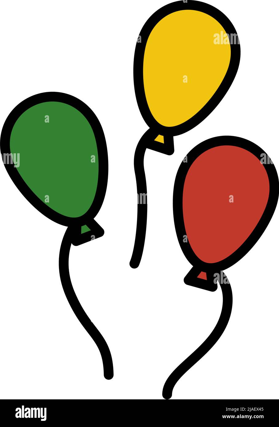 Party Balloons And Stars Icon. Editable Bold Outline With Color Fill ...