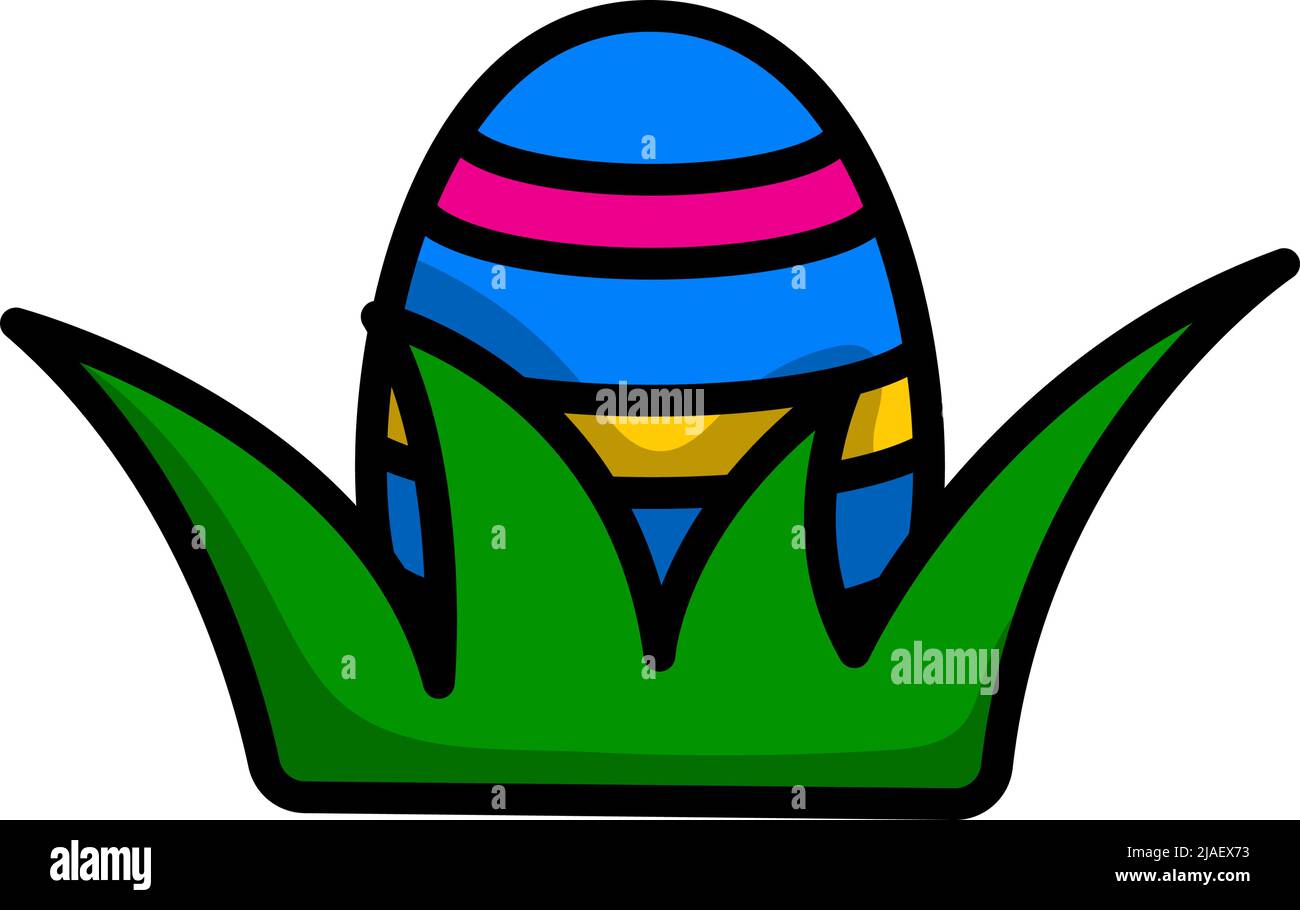 Easter Egg In Grass Icon. Editable Bold Outline With Color Fill Design ...