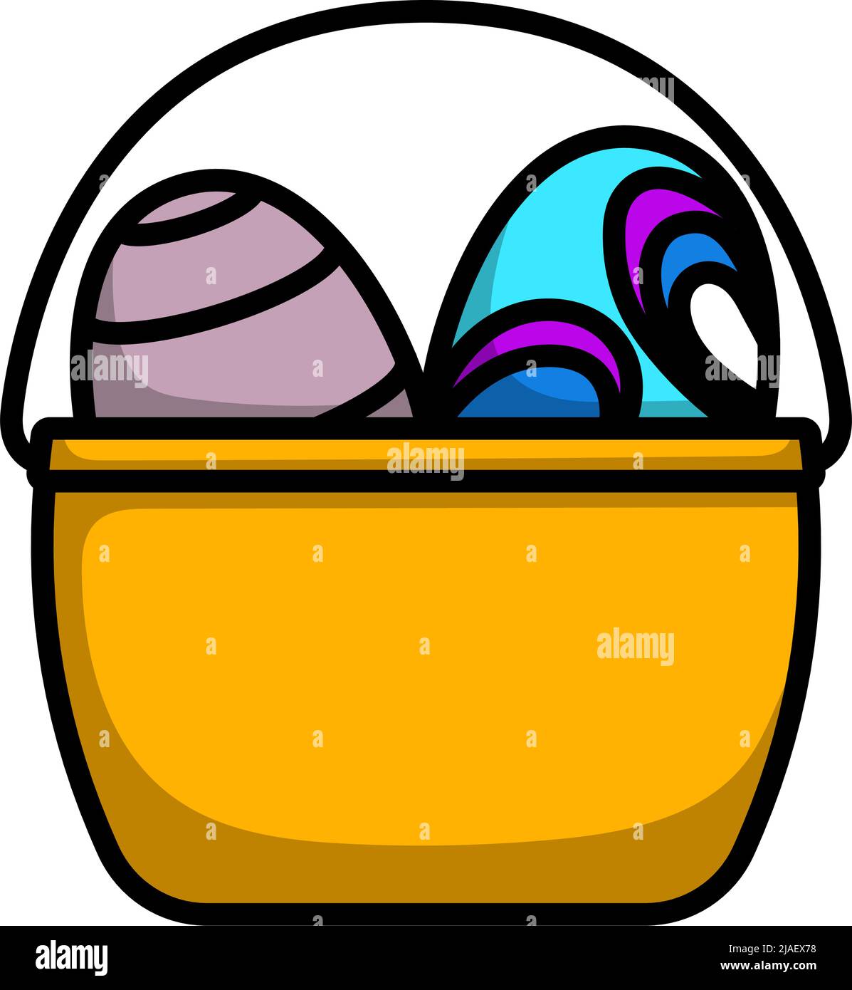 Easter Basket With Eggs Icon. Editable Bold Outline With Color Fill ...