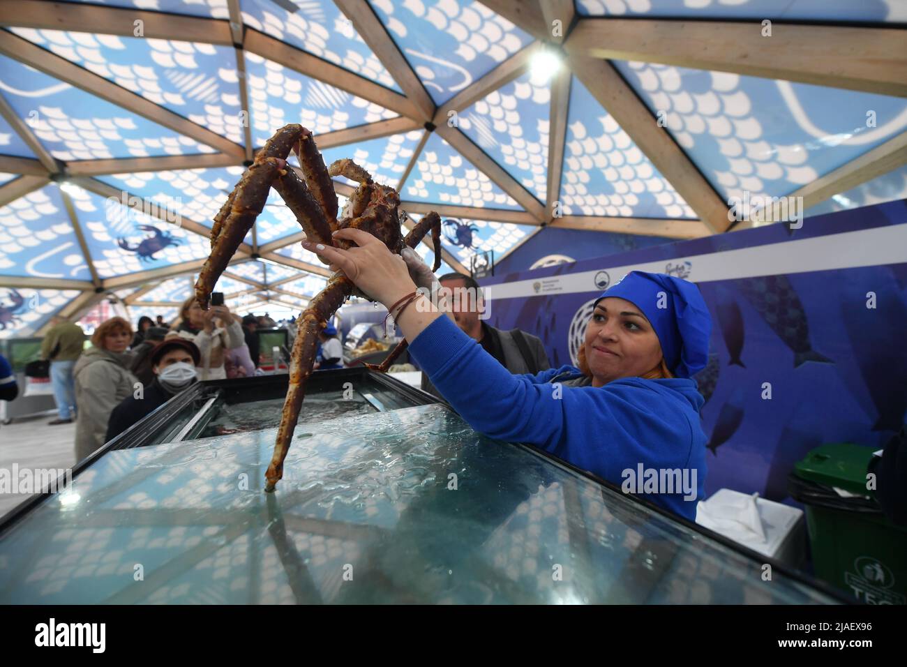 Moscow. Trade in seafood within the gastronomic festival 'Fish Week ...