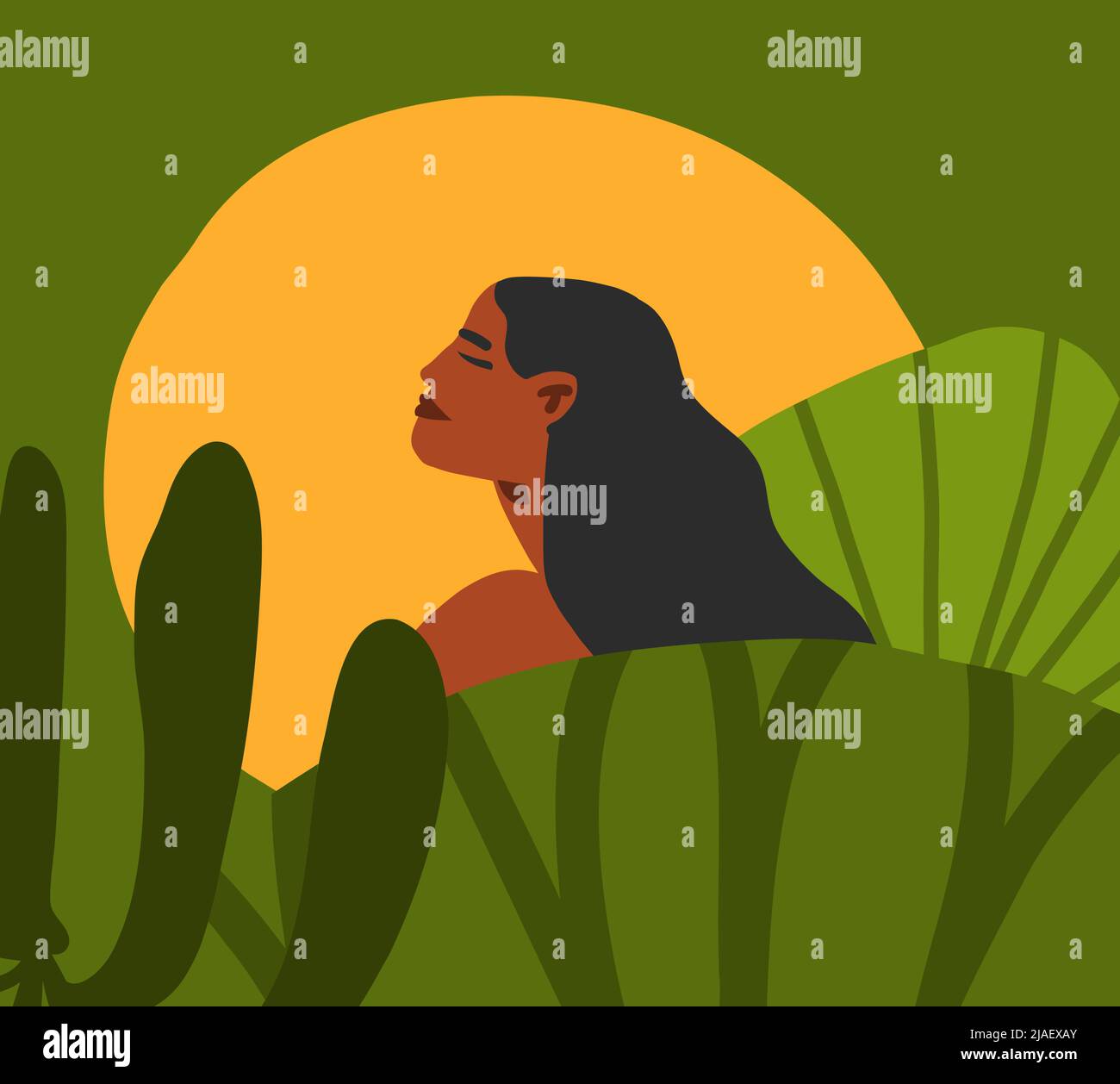 Hand drawn vector abstract modern graphic,clip art illustration of young boho female character ...