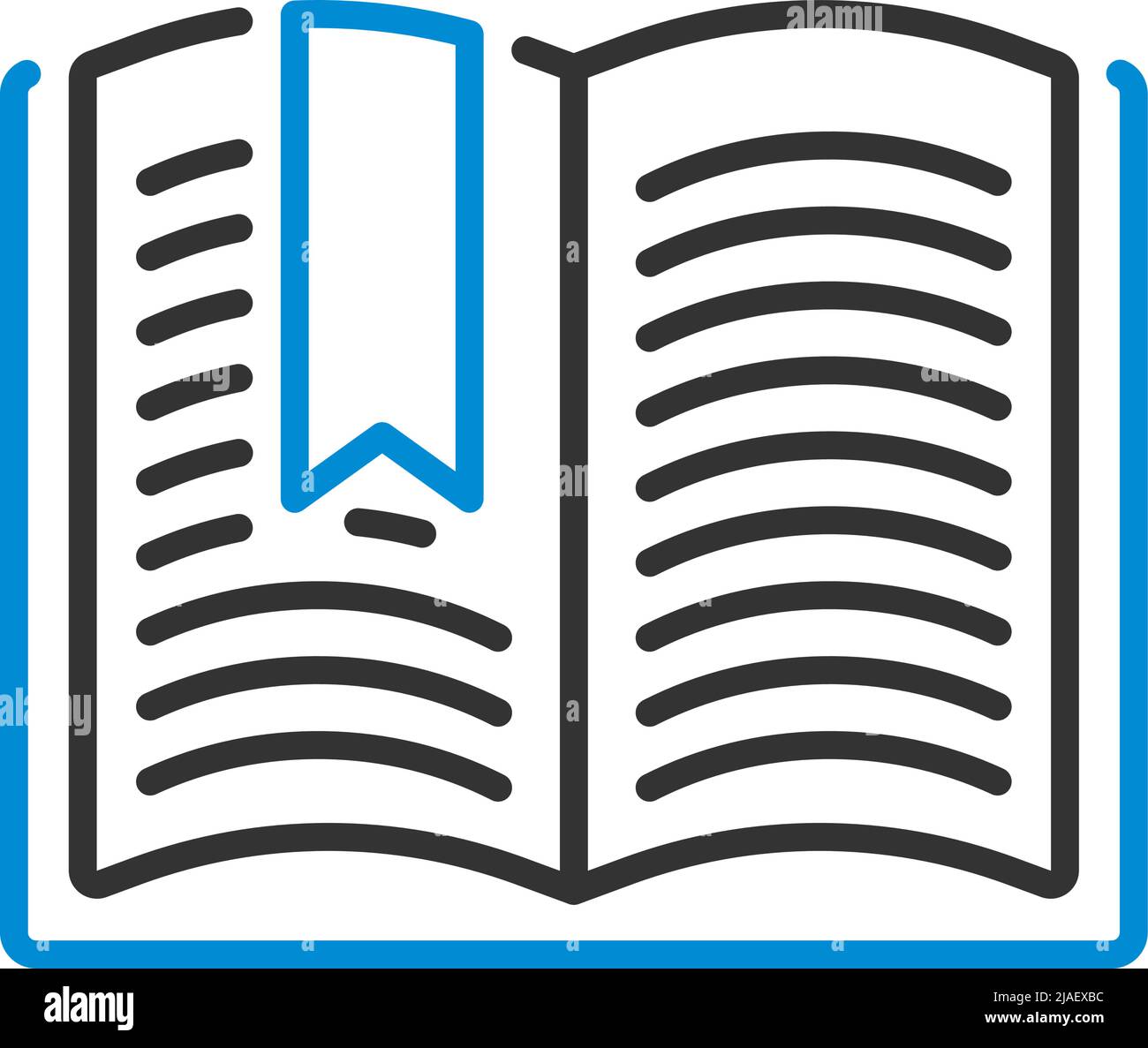 Icon Of Open Book With Bookmark. Editable Bold Outline With Color Fill ...
