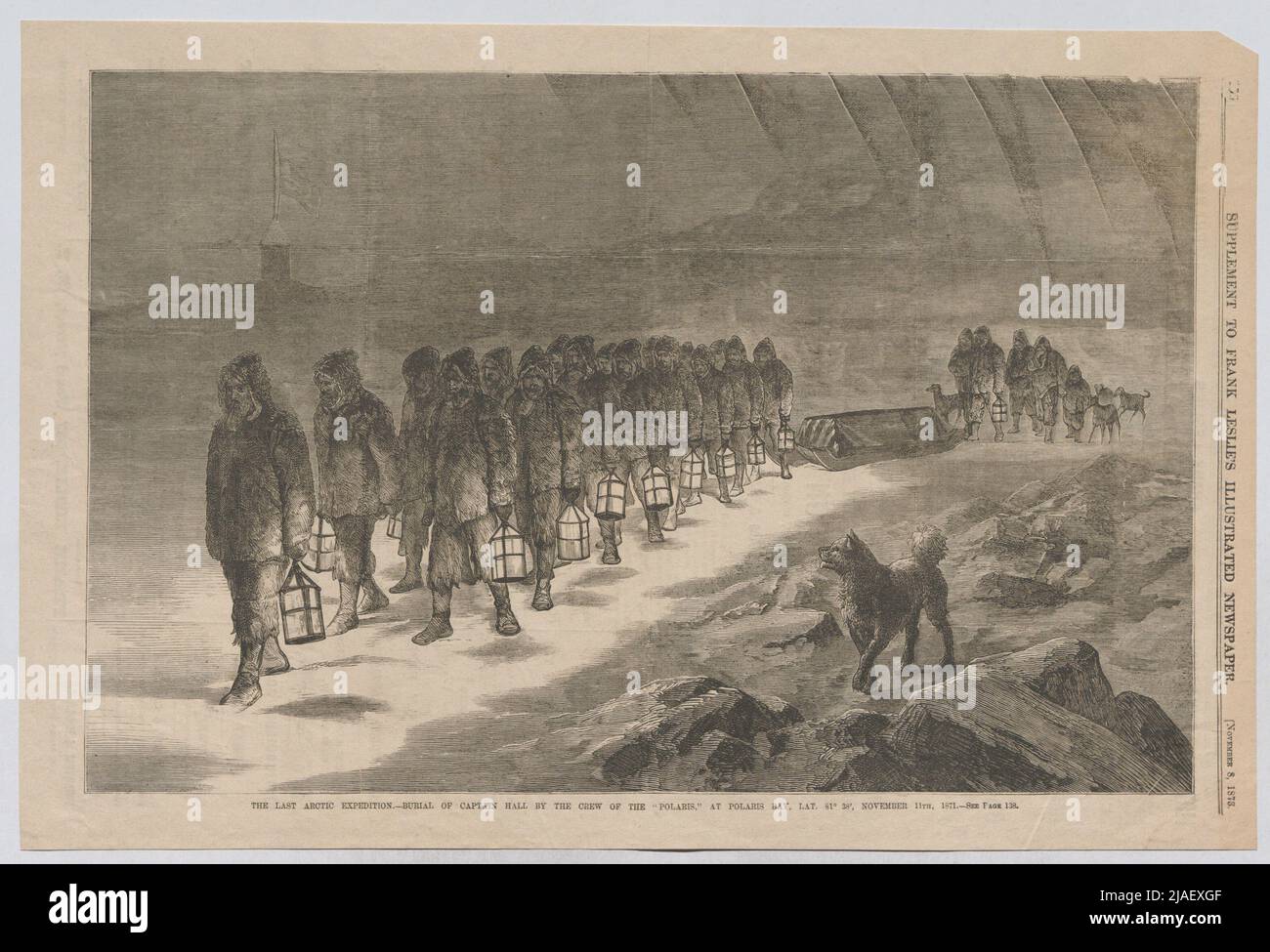 The Last Arctic Expedition. -Burial of captain hall by the crew of the ...